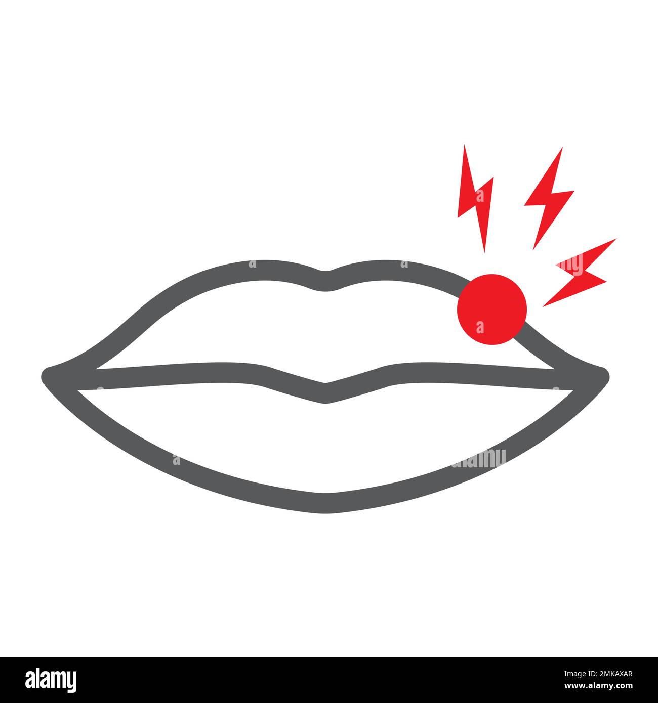 Lip pain line icon, body and painful, herpes sign, vector graphics, a ...