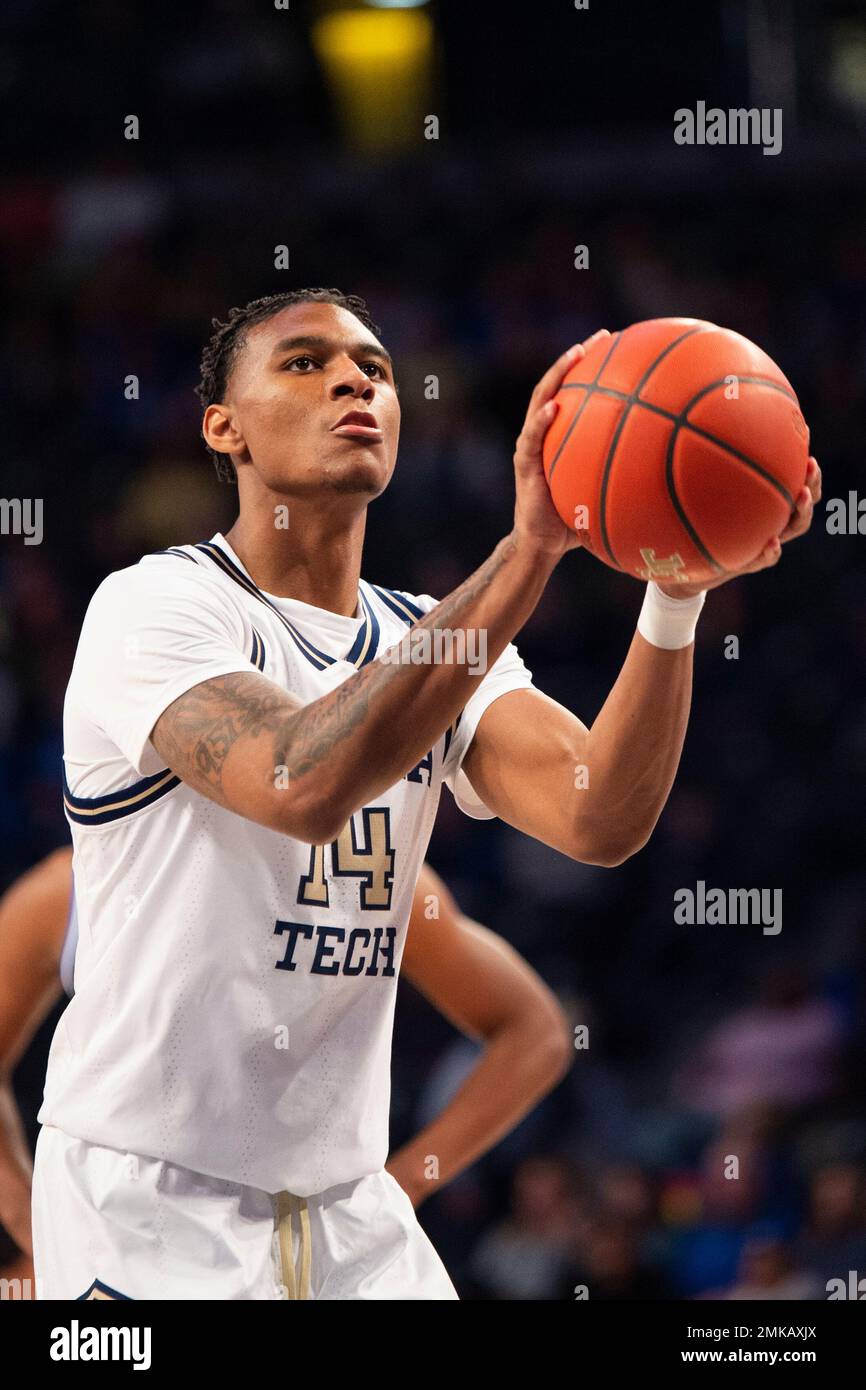 Georgia Tech forward Jalon Moore shoots a foul shot in the second half ...