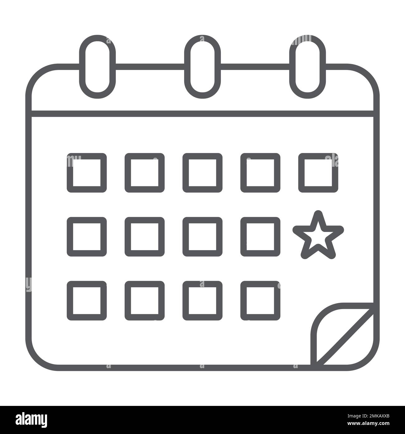 Calendar thin line icon, date and day, reminder sign, vector graphics ...