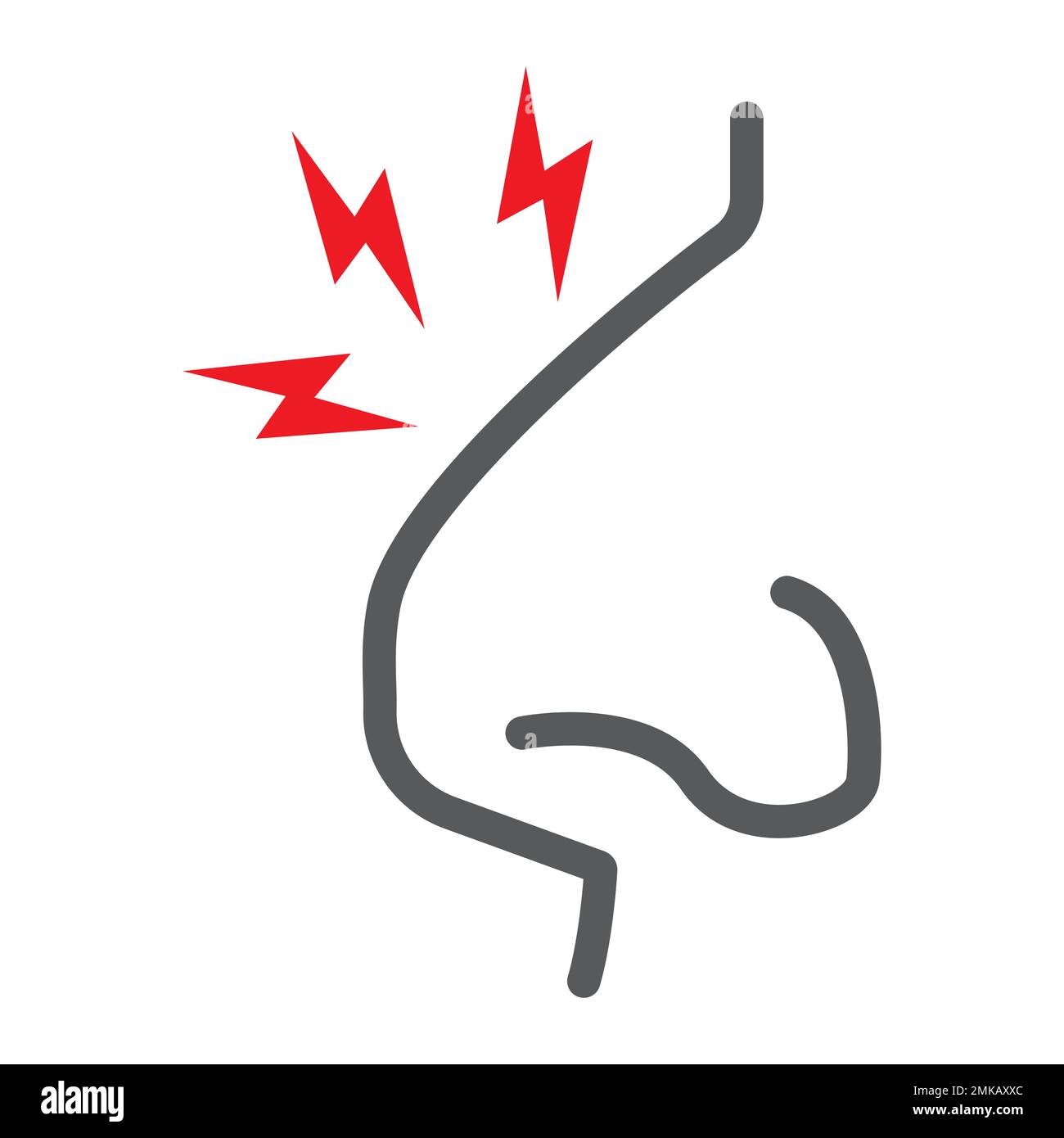Nose pain line icon, body and painful, nose ache sign, vector graphics ...