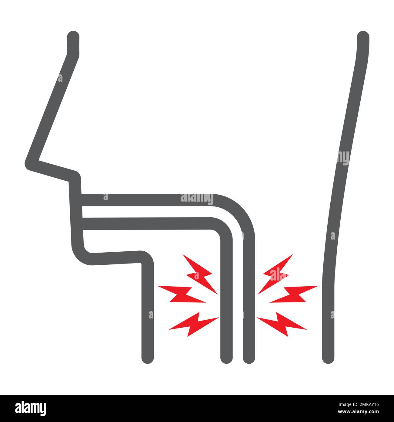 Sore throat line icon, body and pain, inflammation sign, vector ...