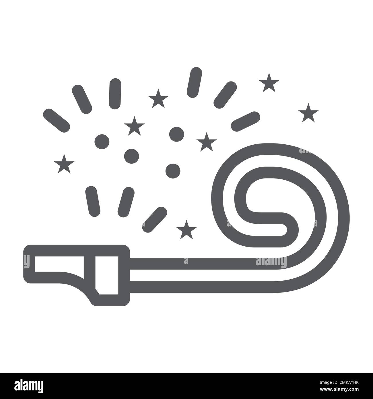 Birthday whistle line icon, party and decoration, party whistle sign ...