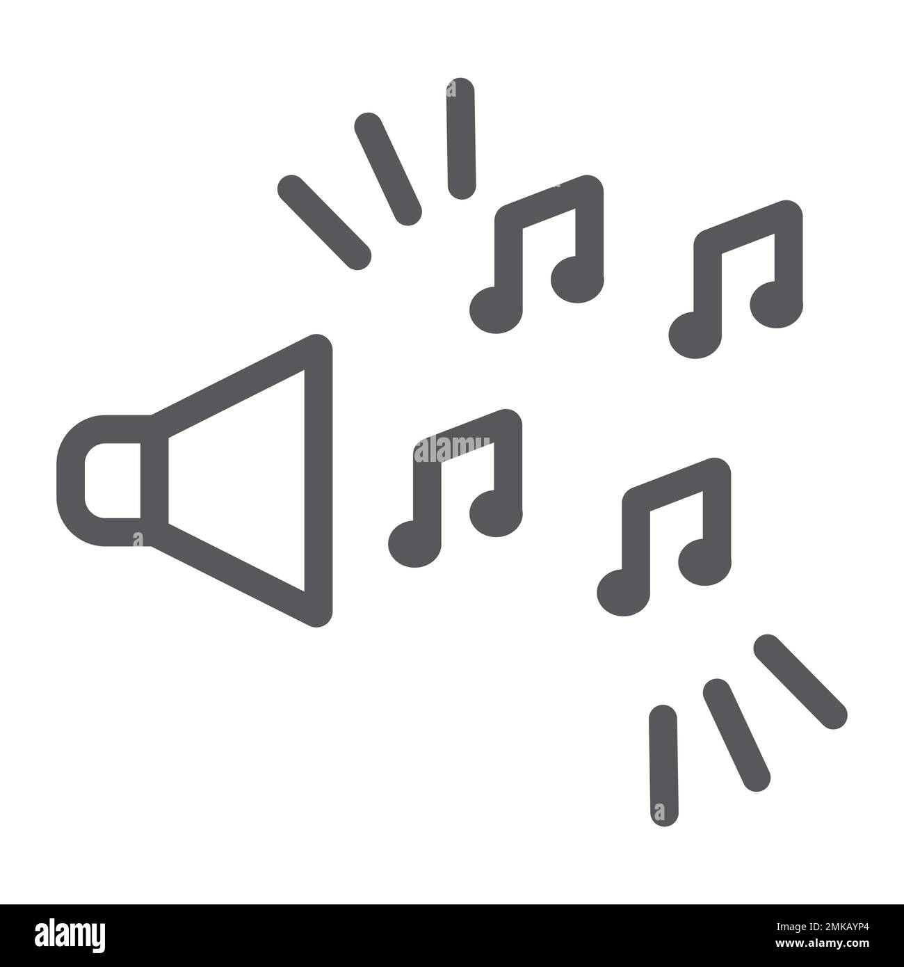 Music line icon, note and melody, sound sign, vector graphics, a linear ...