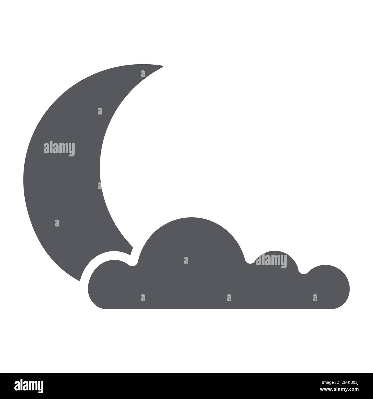 Night glyph icon, weather and climate, moon and cloud sign, vector ...
