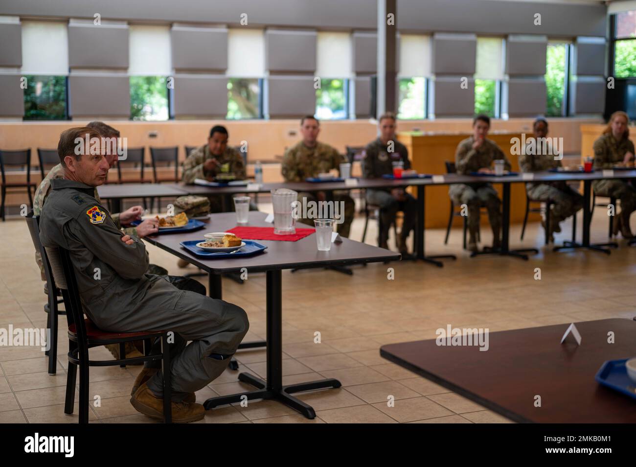 U.S. Air Force Maj. Gen. Corey Martin, 18th Air Force commander, and ...