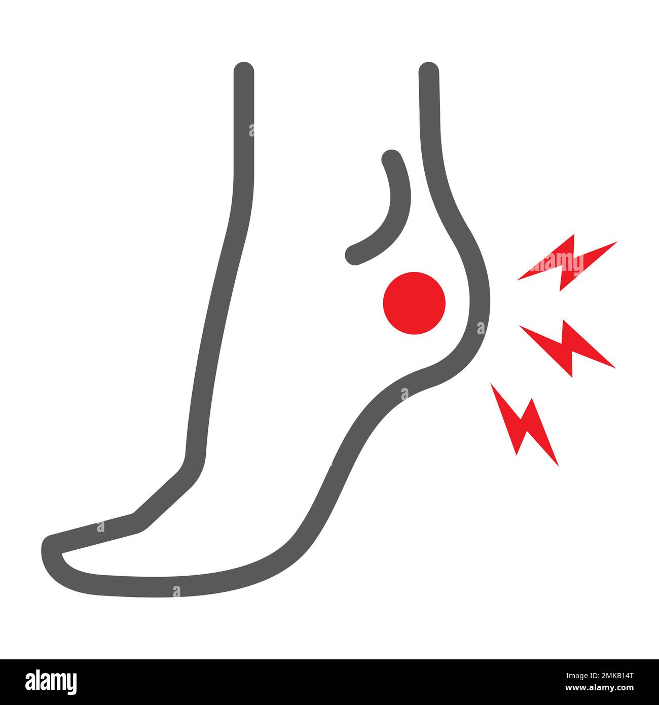 Heel pain line icon, body and painful, foot ache sign, vector graphics ...