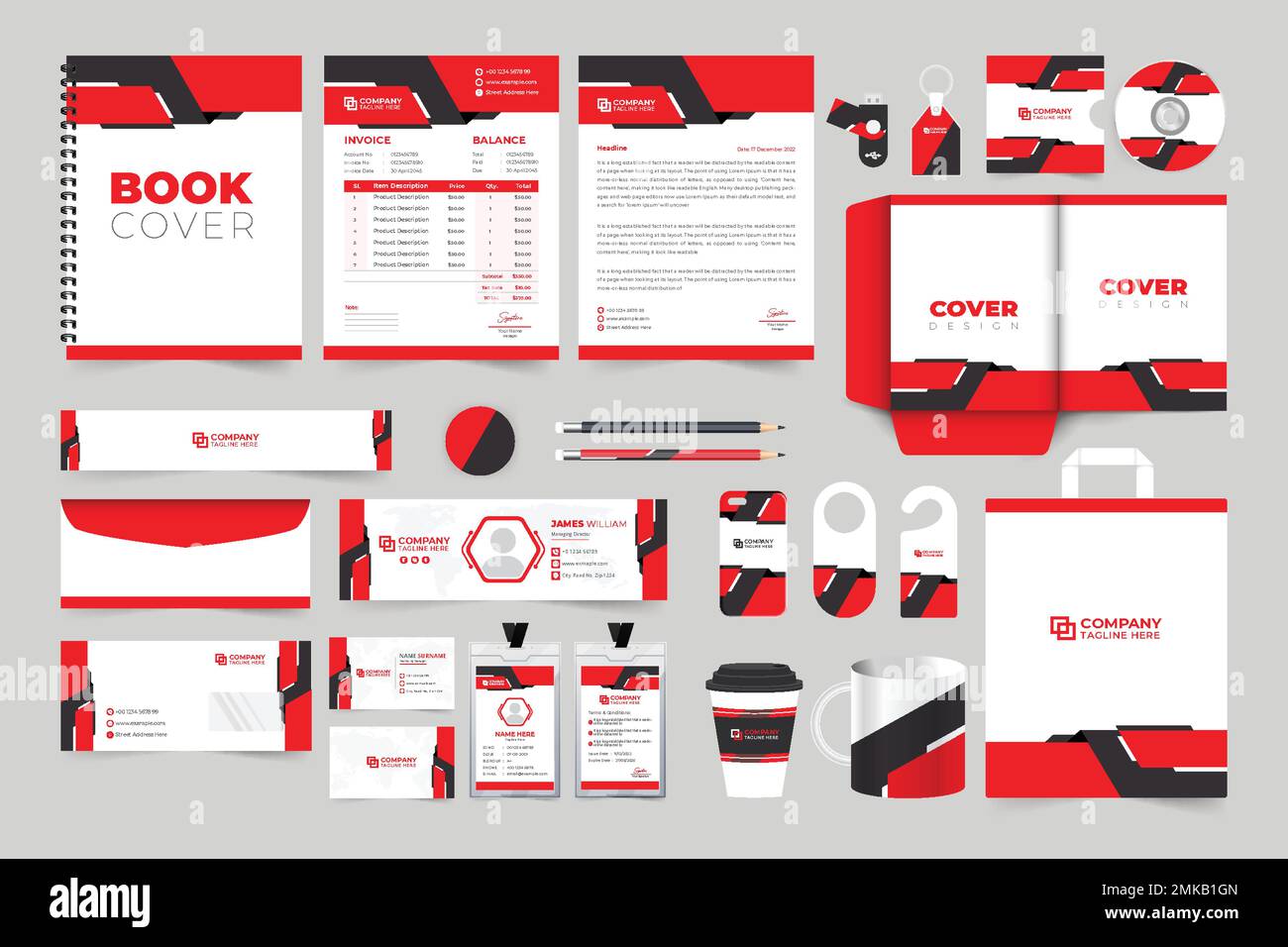 Modern business office stationery set design with creative shapes ...