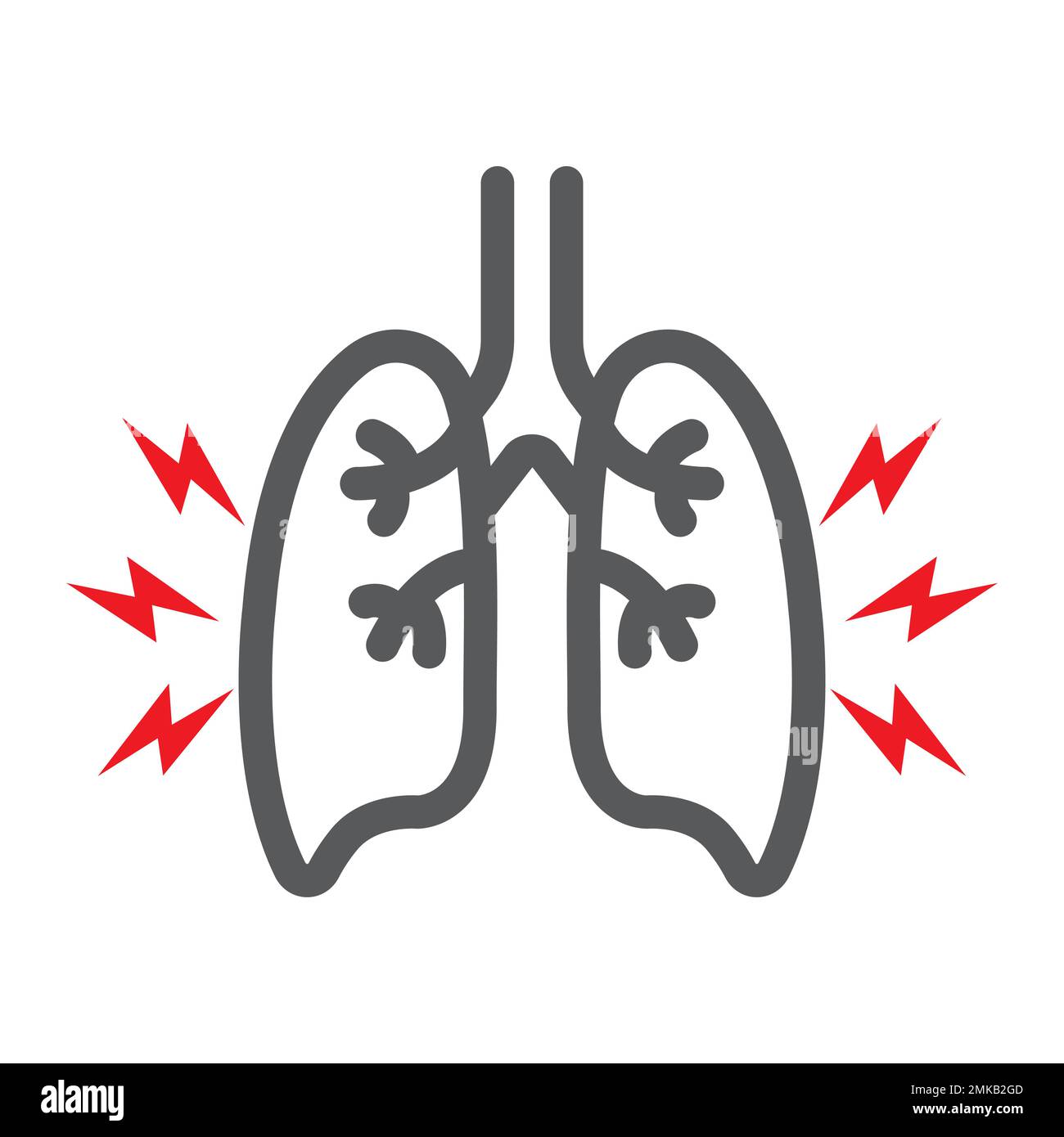 Lungs pain line icon, body and painful, lungs ache sign, vector ...