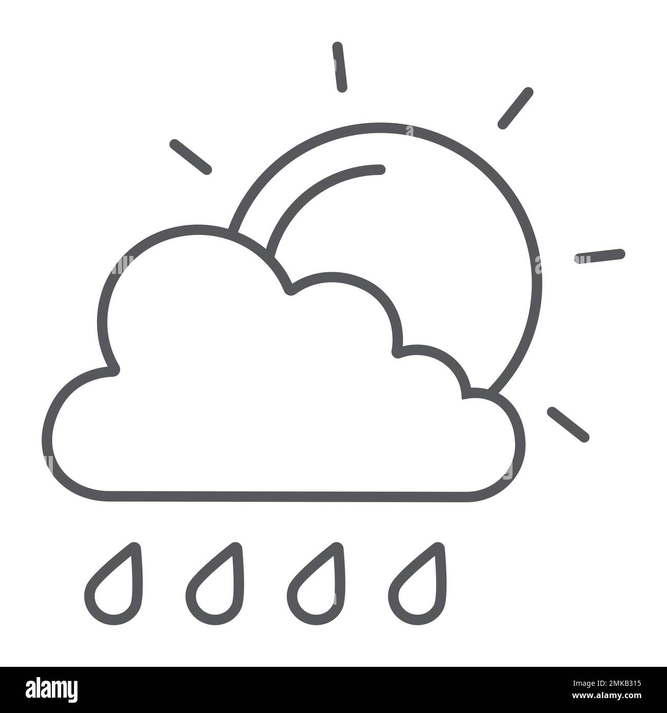 Sun and rain thin line icon, weather and forecast, cloud and sun sign ...