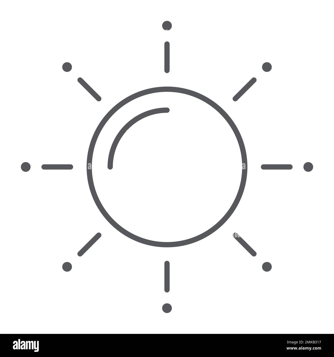 Sun thin line icon, weather and climate, sunny sign, vector graphics, a ...