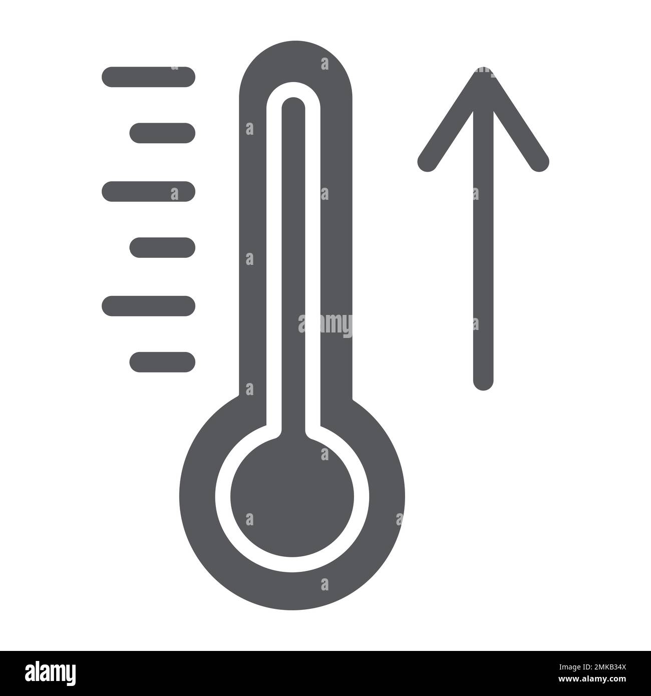 Raising the temperature glyph icon, weather and climate, thermometer ...