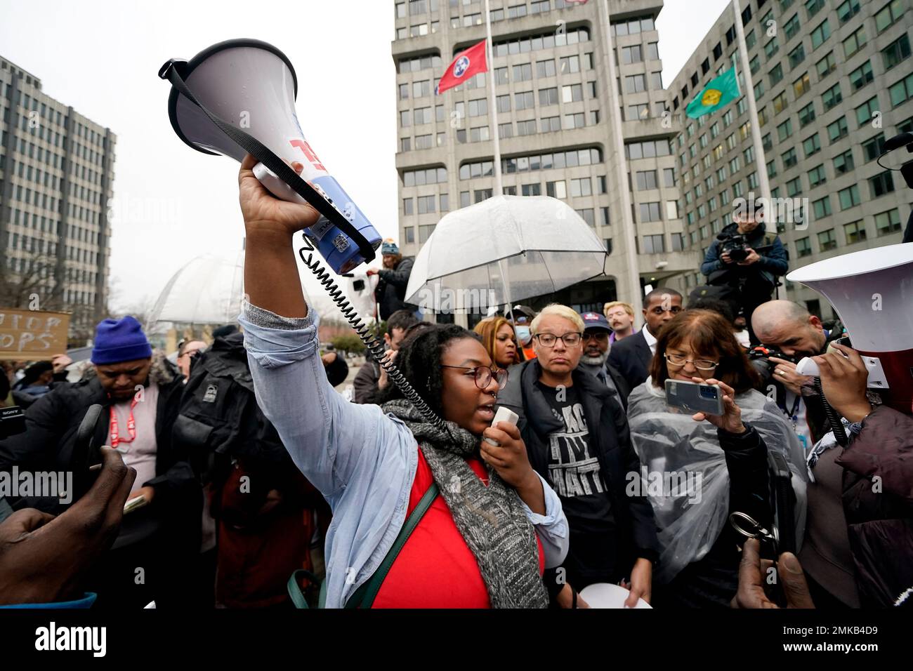 Protesters gather in front of police headquarters while marching ...