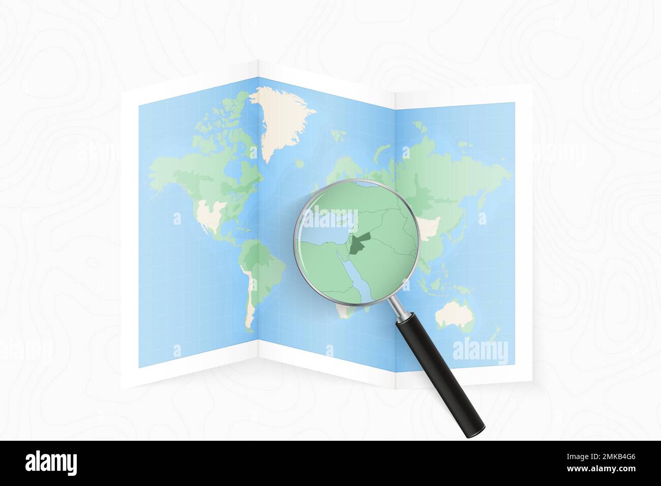Enlarge Jordan with a magnifying glass on a folded map of the world. Vector paper map Stock ...