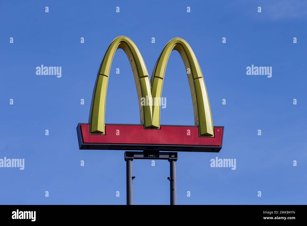 A McDonald's logo is seen on a sign at the fast food restaurant's ...