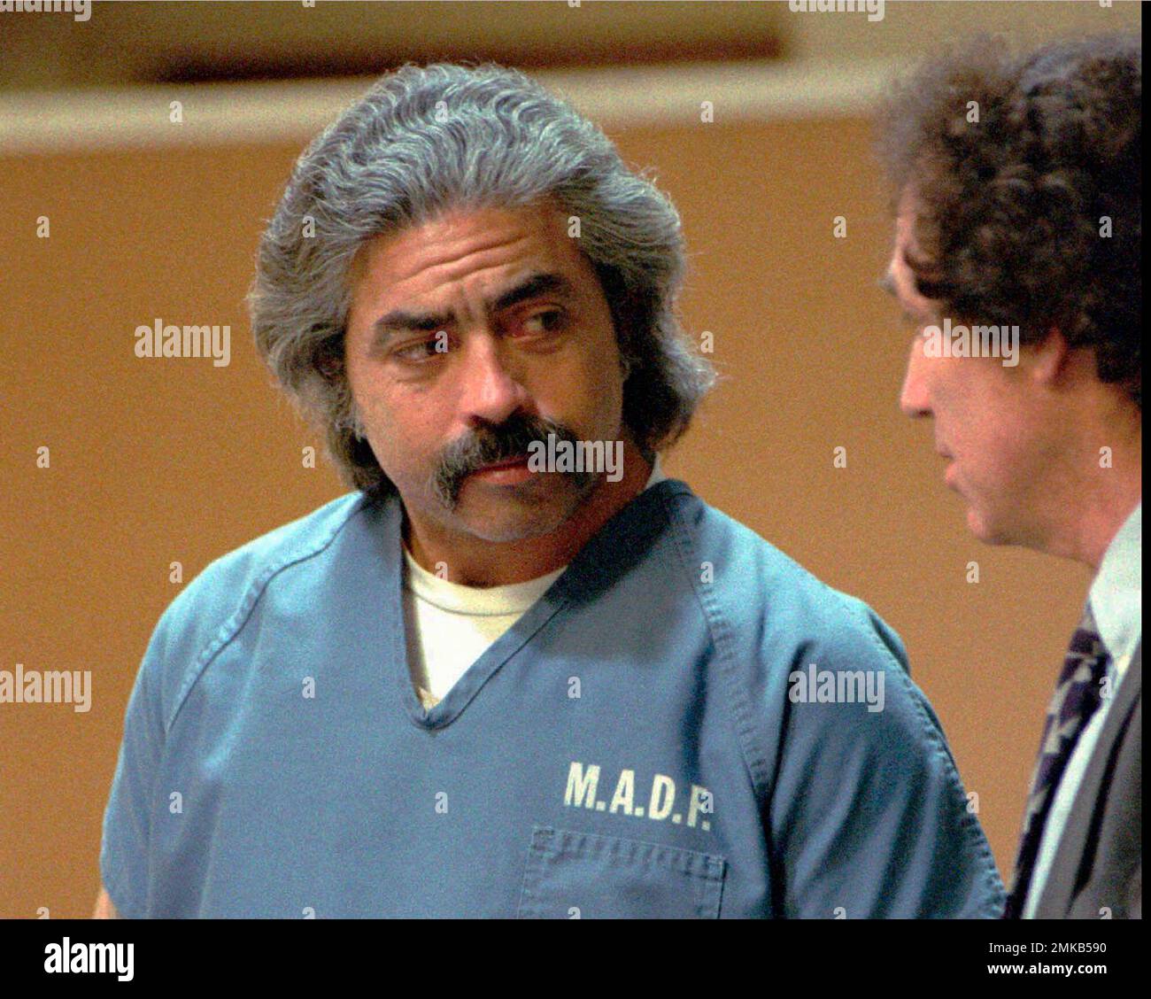 FILE - This Dec. 7, 1993 file photo shows Richard Allen Davis appearing with his public defender ...