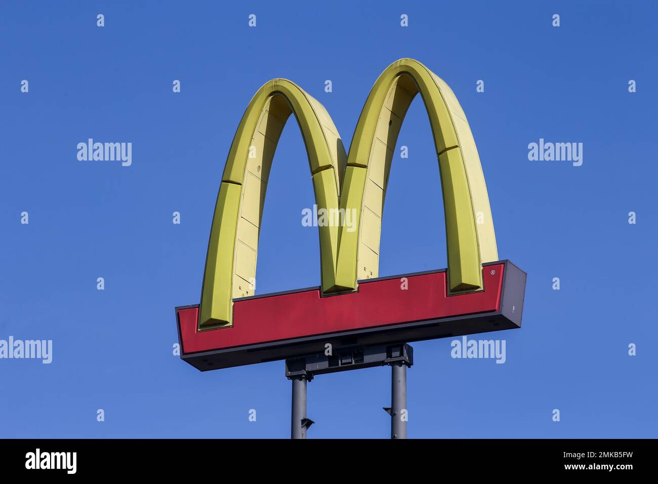 A McDonald's logo is seen on a sign at the fast food restaurant's ...
