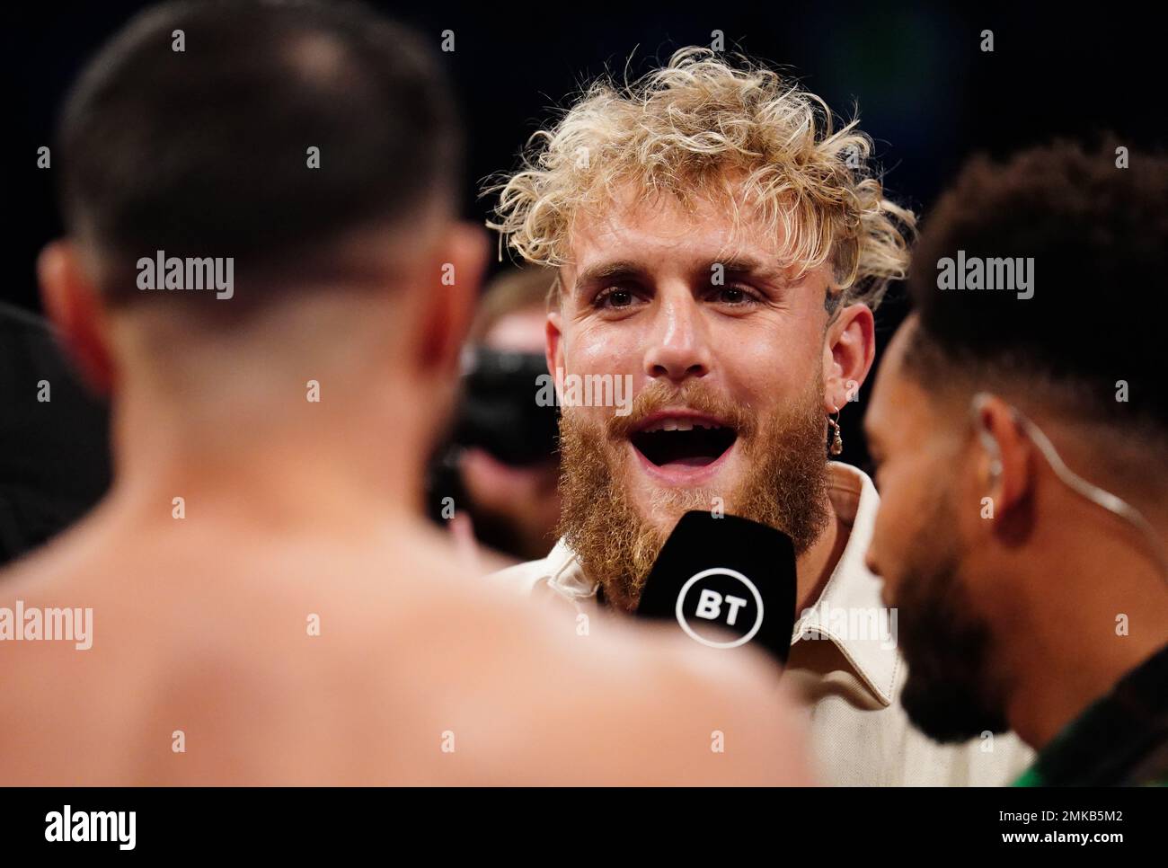 Jake Paul and Tommy Fury face off in the ring at the OVO Arena Wembley ...