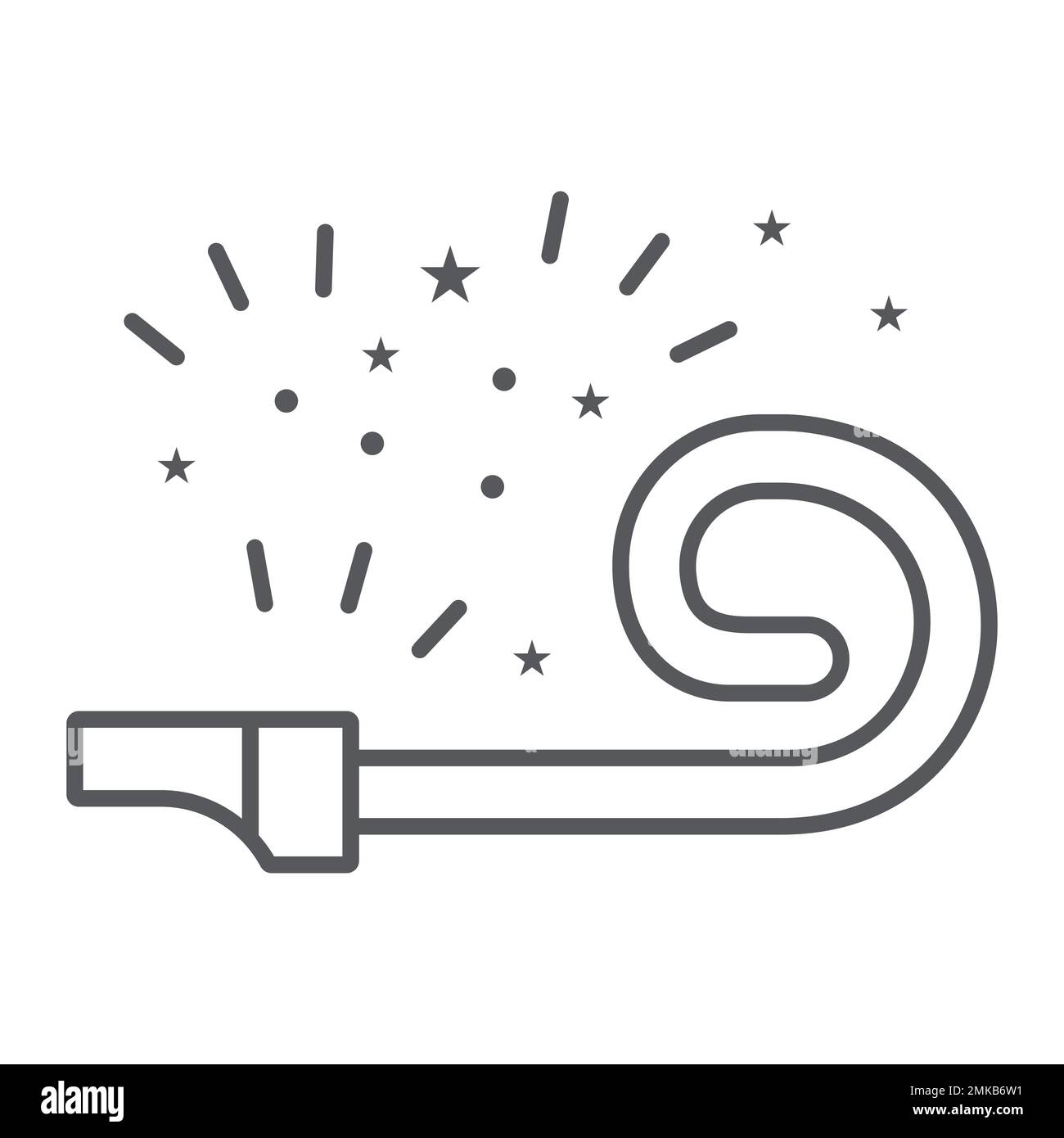 Birthday whistle thin line icon, party and decoration, party whistle ...