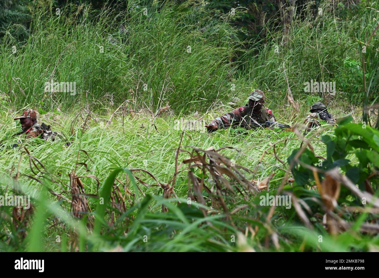 Beninese soldiers from the 1st Commando Parachute Battalion provide ...