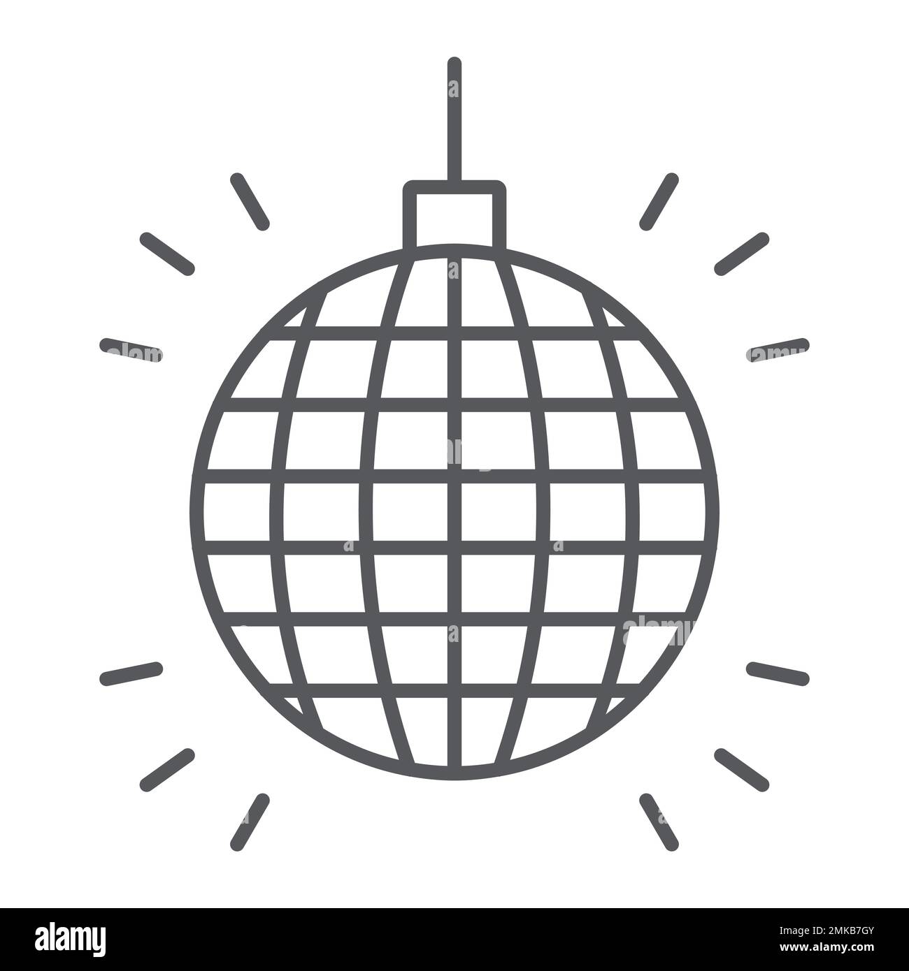 Disco thin line icon, decor and celebration, party ball sign, vector ...
