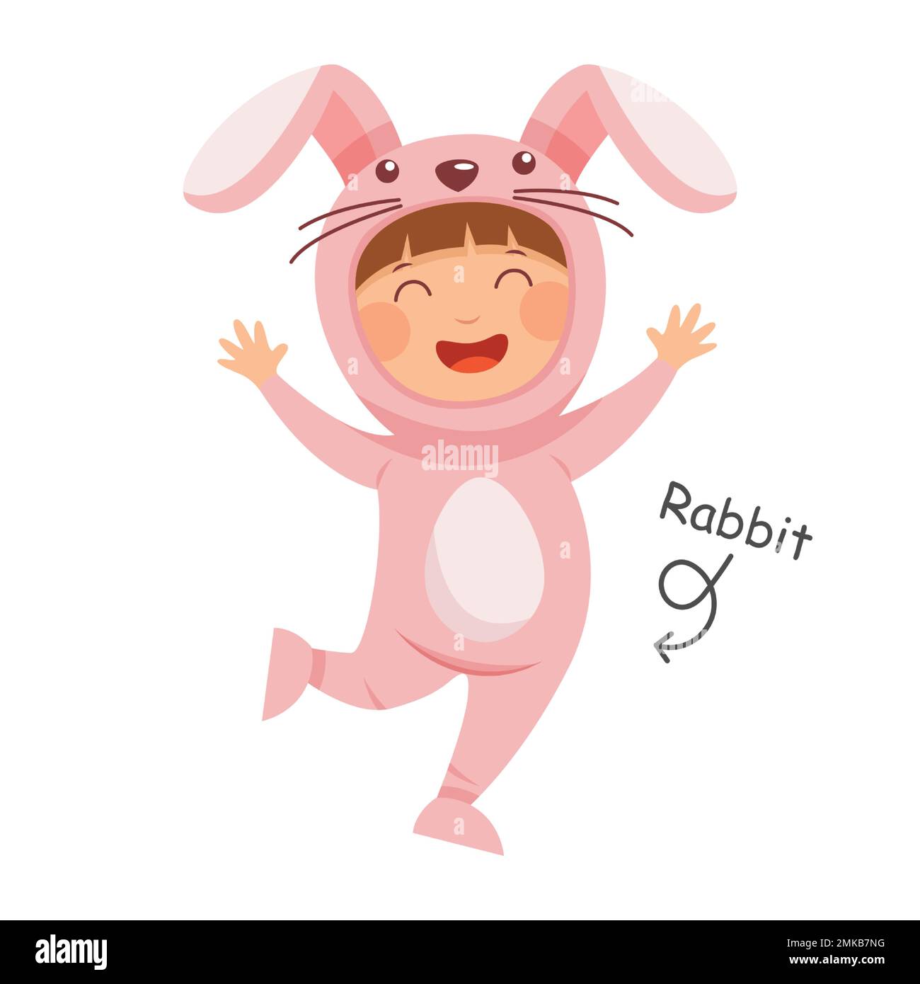 Happy child is wearing Rabbit animal costumes . Vector Stock Vector ...