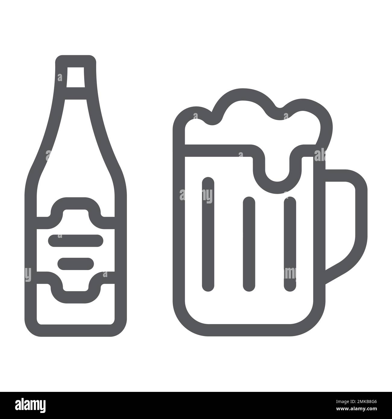 Beer line icon, bar and alcohol, glass and bottle sign, vector graphics ...