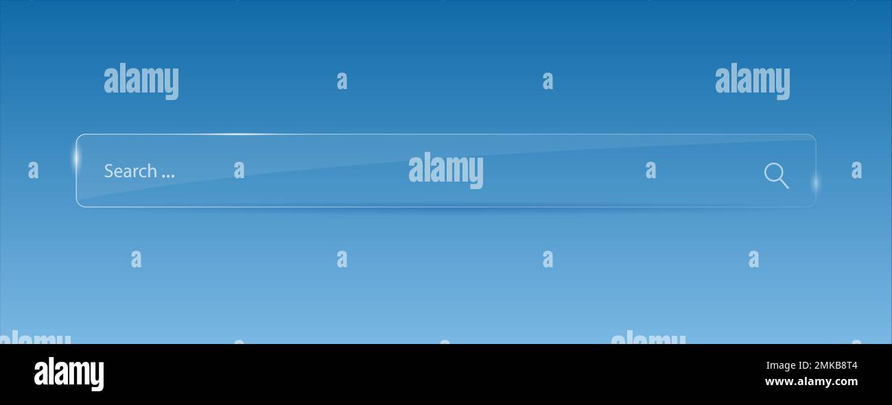 Transparent search bar icon on a blue background Stock Vector Image ...