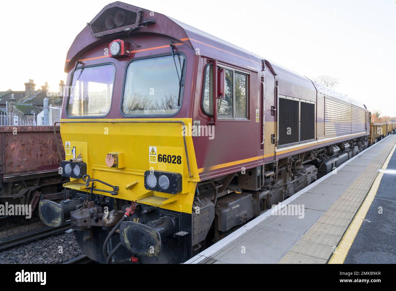 EWS freight train 66028 locomotive Network rail Stock Photo - Alamy