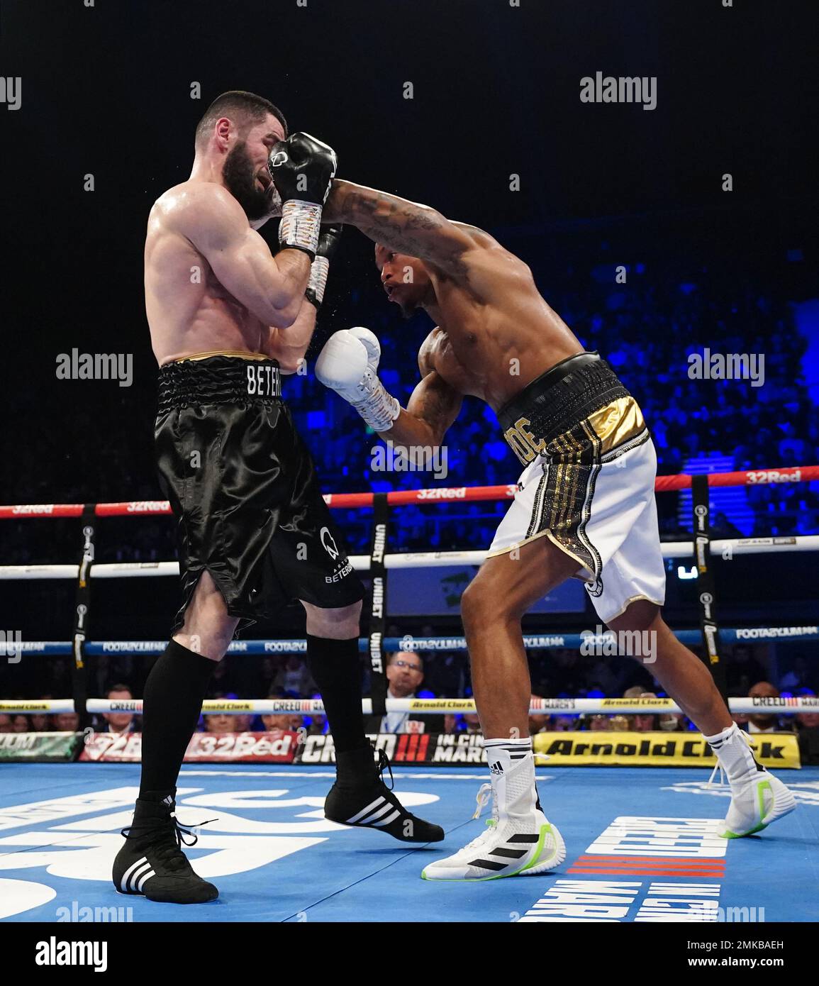 Artur Beterbiev (left) and Anthony Yarde during their WBC, IBF and WBO ...