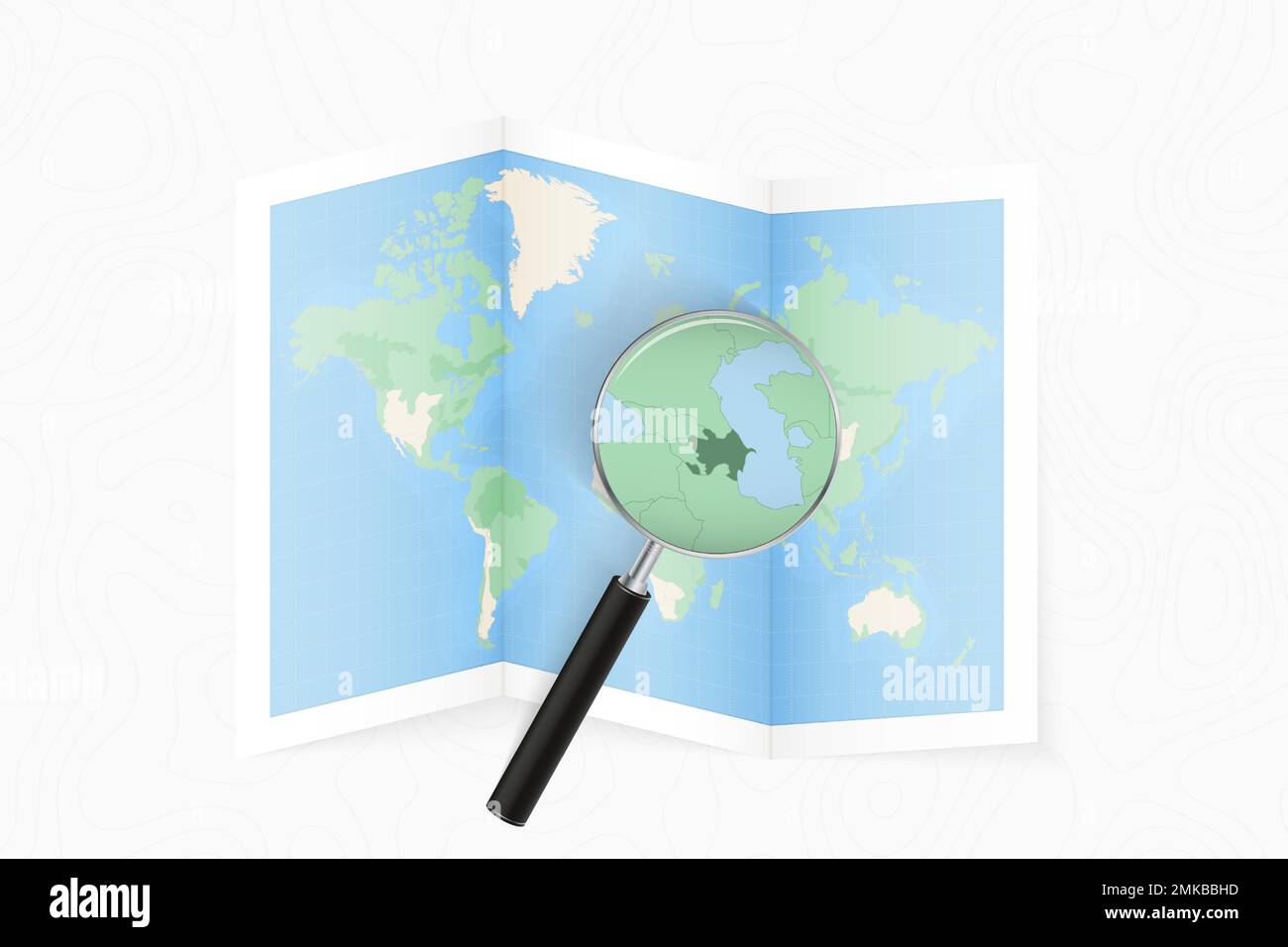 Enlarge Azerbaijan with a magnifying glass on a folded map of the world. Vector paper map Stock ...