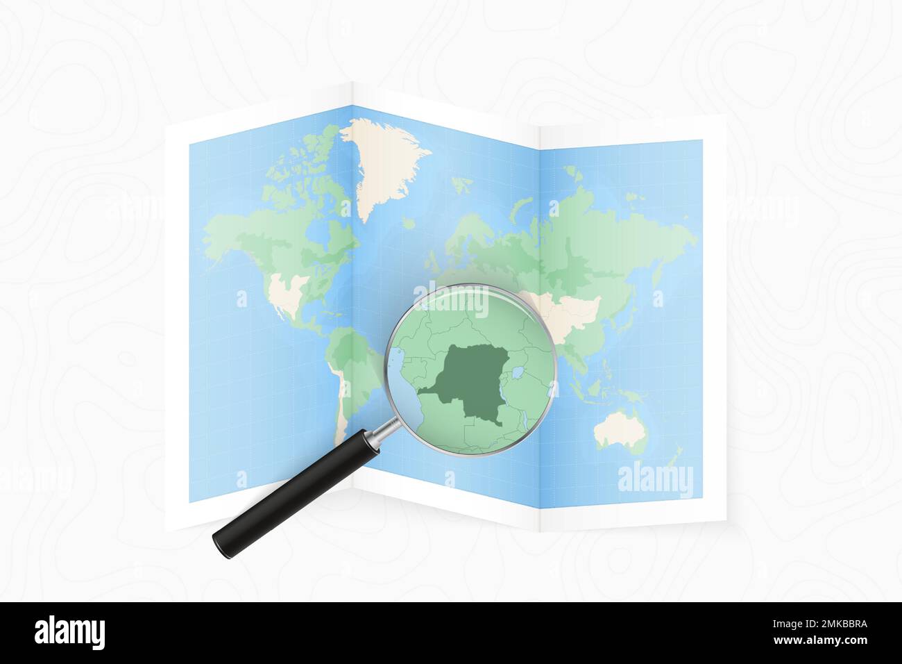 Enlarge Dr Congo With A Magnifying Glass On A Folded Map Of The World