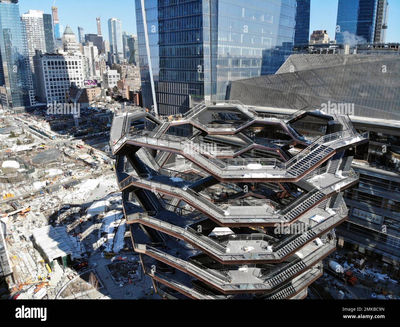 Drone photo shows Vessel, a 150 foot tall structure of climbable ...