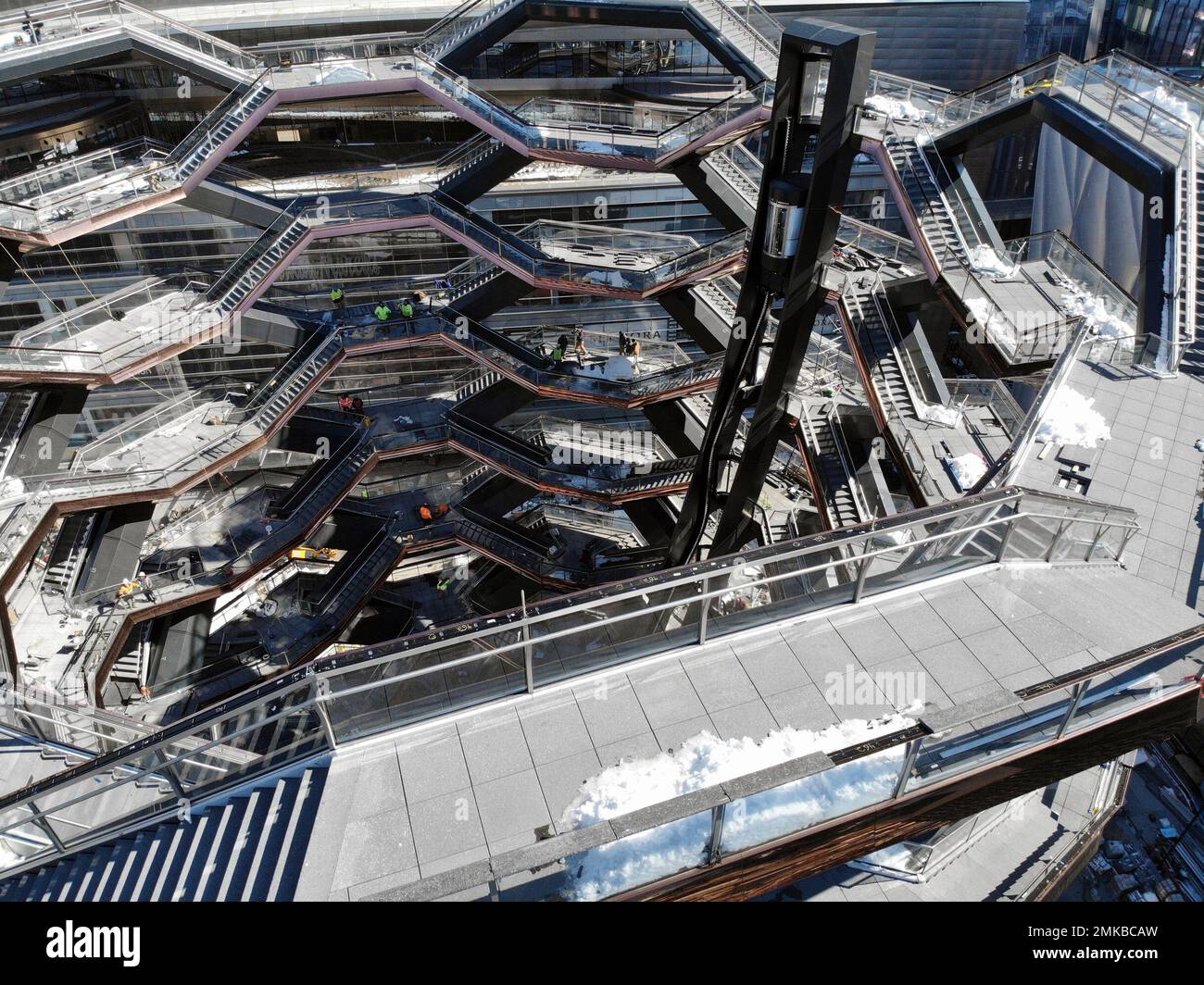 Drone photo shows Vessel, a 150 foot tall structure of climbable ...