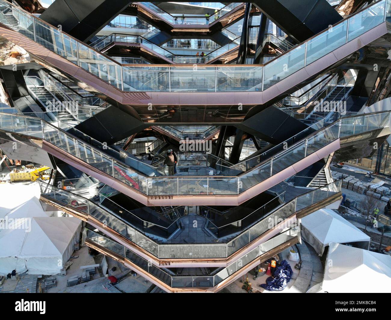 Drone photo shows Vessel, a 150 foot tall structure of climbable ...