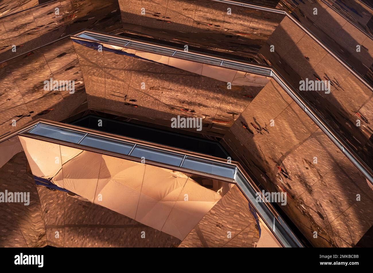 In this March 7, 2019 photo, the copper-colored skin of "Vessel" is ...