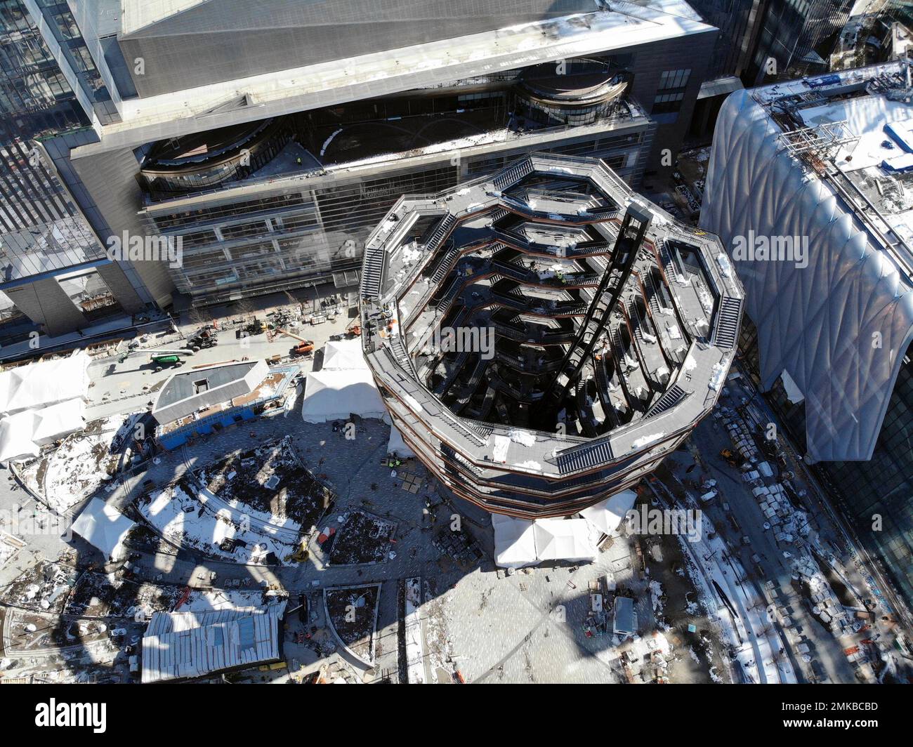 Drone photo shows Vessel, a 150 foot tall structure of climbable ...