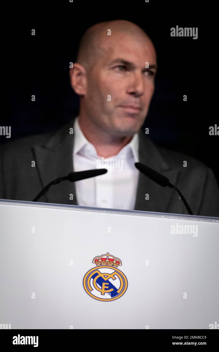 Newly appointed Real Madrid head coach Zinedine Zidane attends a press ...