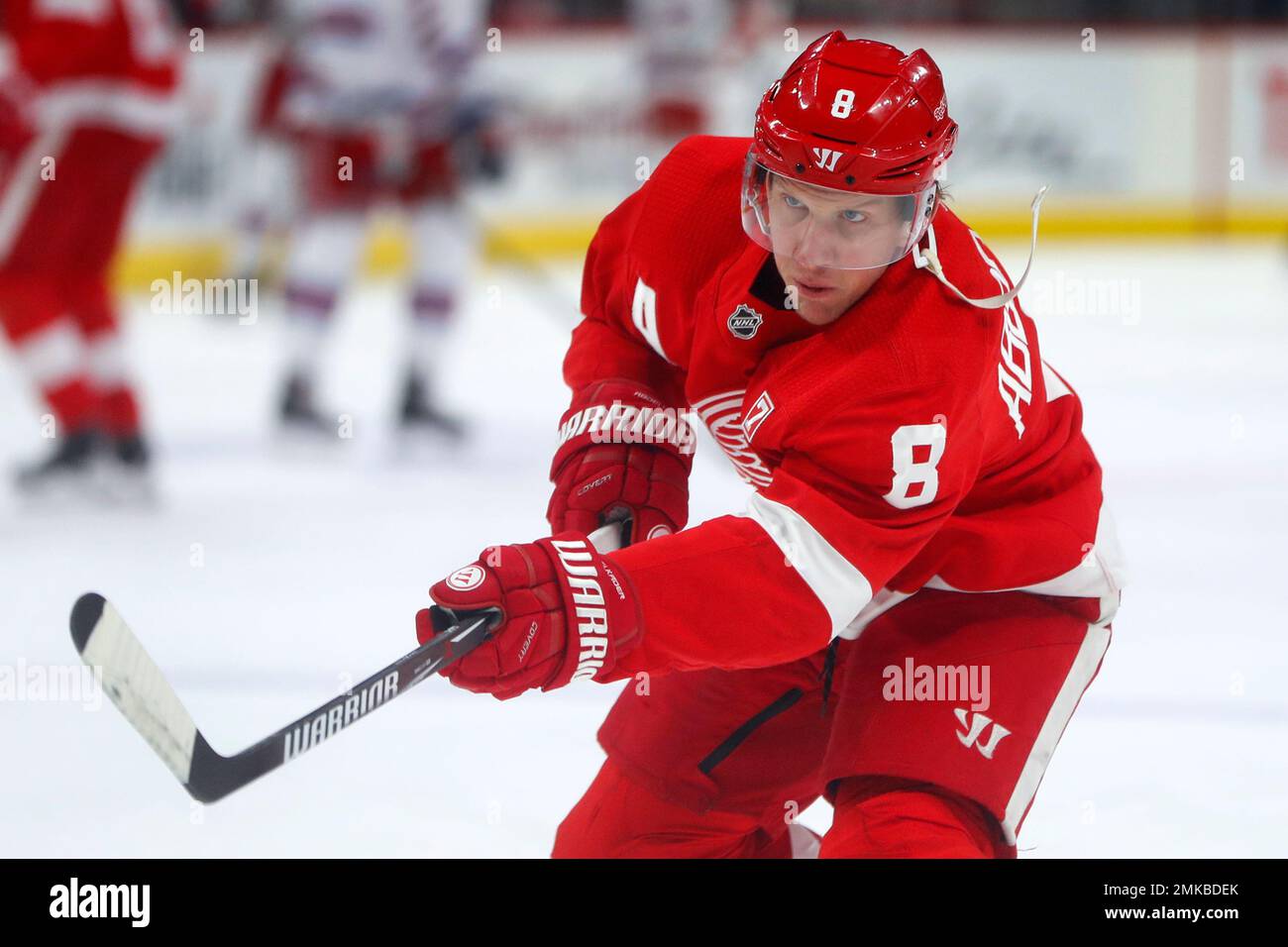 Detroit Red Wings' Justin Abdelkader shoots during warmups before an ...