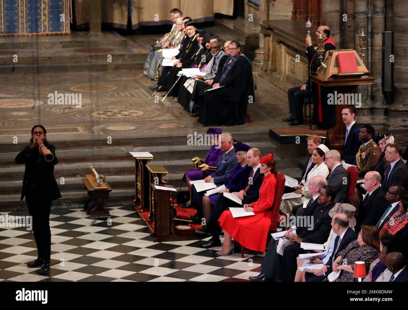Members of Britain's Royal family watch a performer during the ...