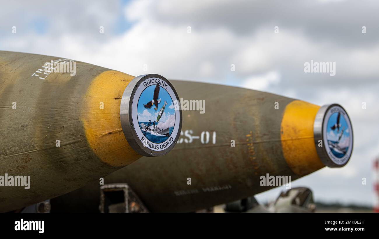 Two GBU-31 Joint Direct Attack Munitions are laid out in preparation to ...