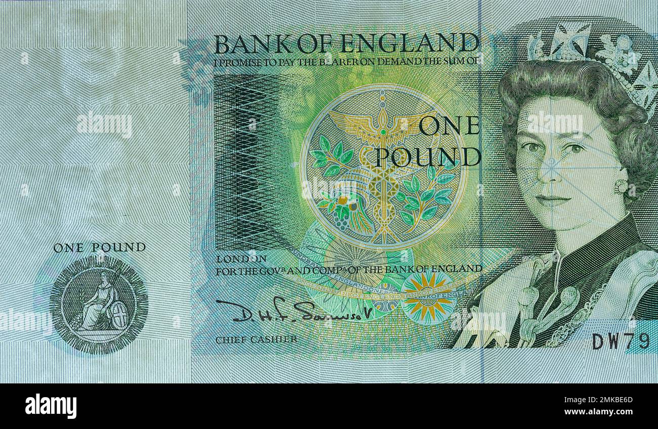 A UK £1 Bank of England bank note which became obsolete and were ...