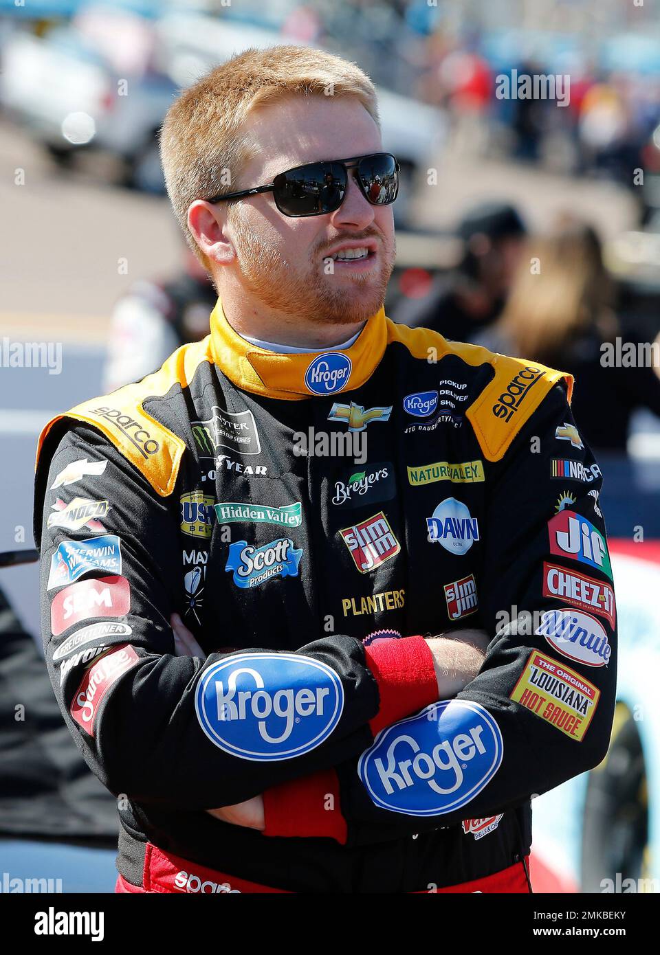 Driver Chris Buescher prior to the start of the NASCAR Cup Series auto ...