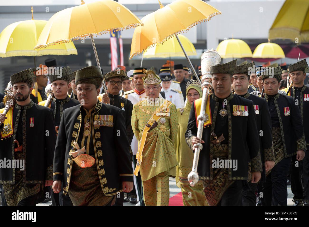 Malaysia's King Sultan Abdullah Sultan Ahmad Shah, center, walks into ...