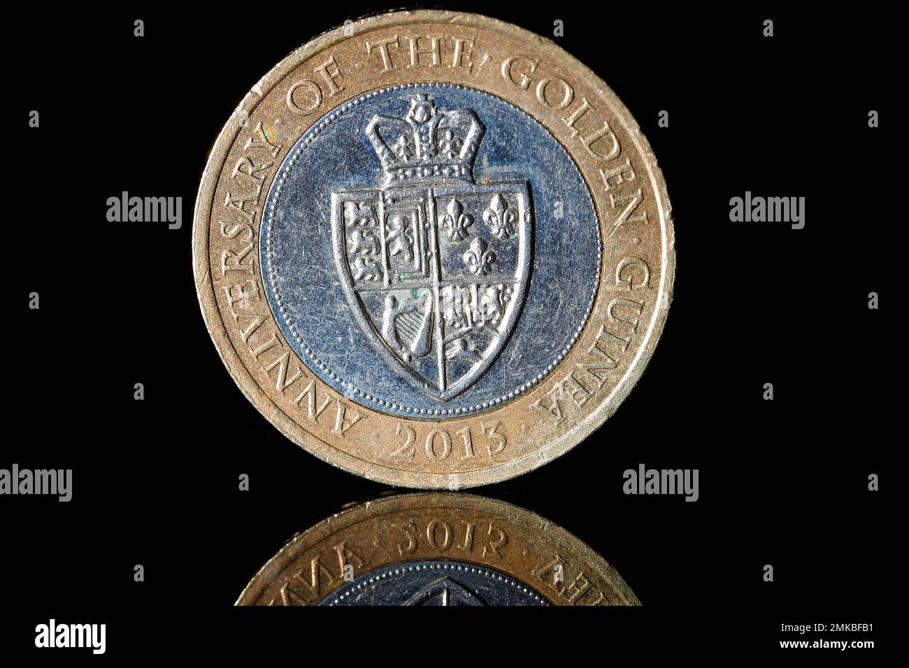 Reverse side of a 2013 UK £2 coin commemorating the anniversary of the ...