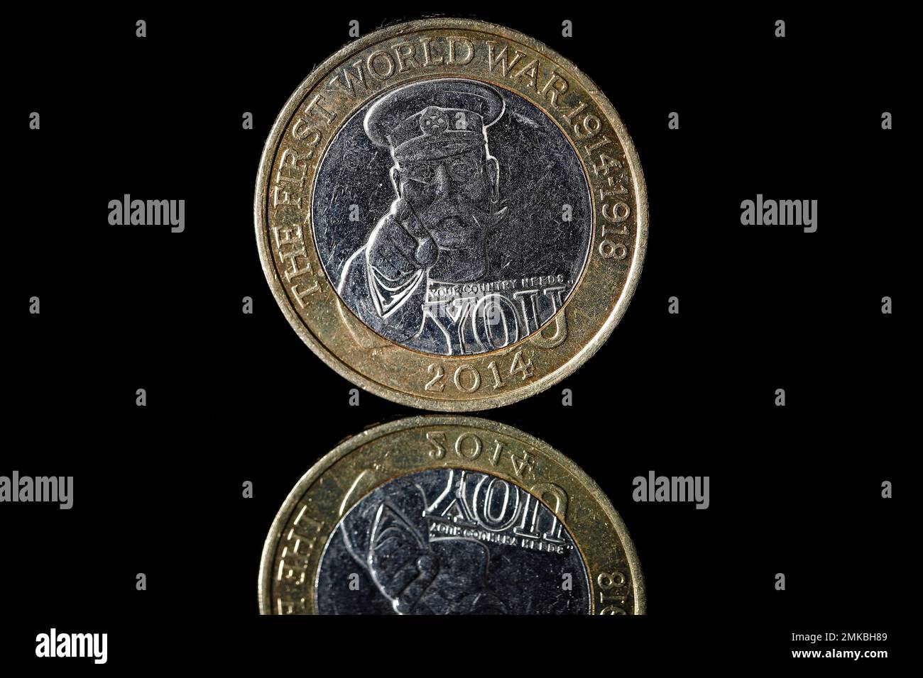 A UK £2 coin commemorating 100th anniversary of World War One. Issued ...