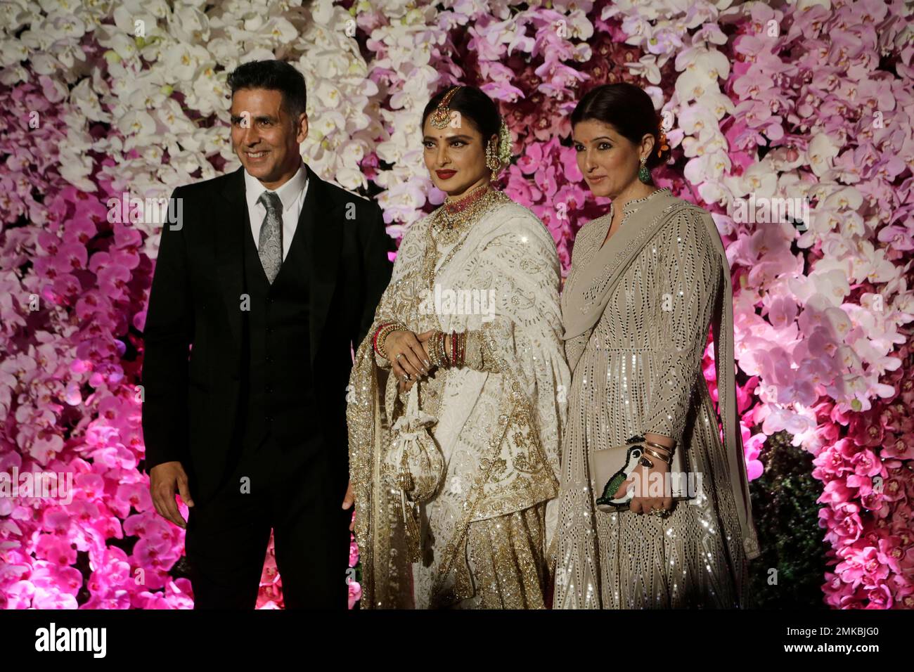Bollywood actors Akshay Kumar, Rekha and Twinkle pose during Akash ...