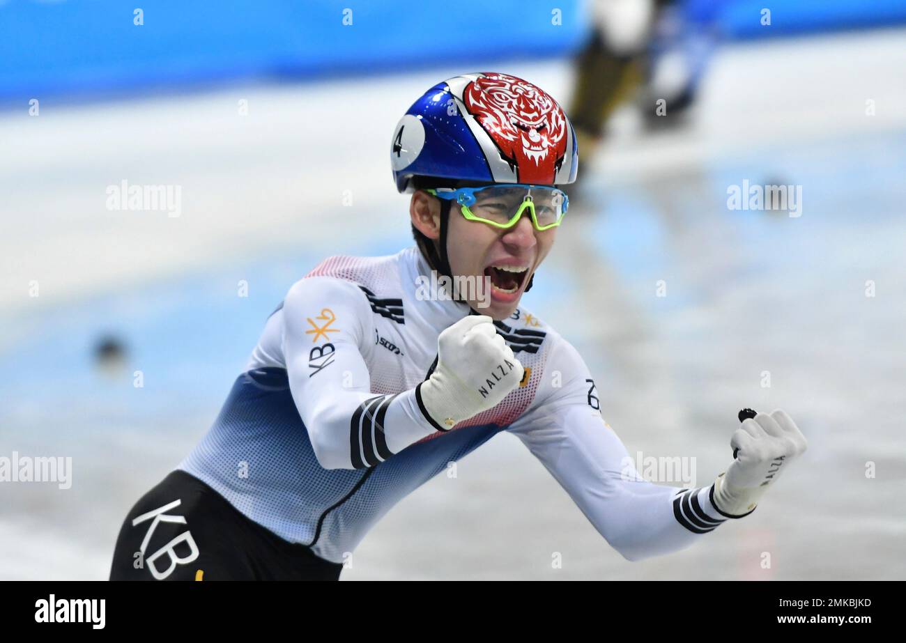 South Korea's Hyo Jun Lim celebrates his team victory after winning the ...