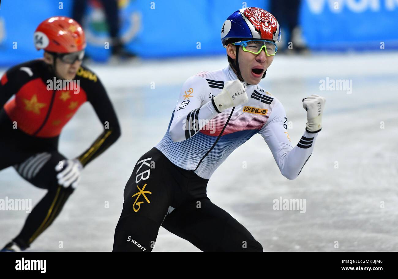 South Korea's Hyo Jun Lim celebrates his team victory after winning the ...