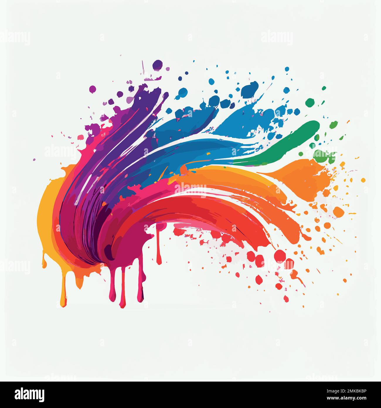Smears, stains of colored paint on a white background, multicolored ...