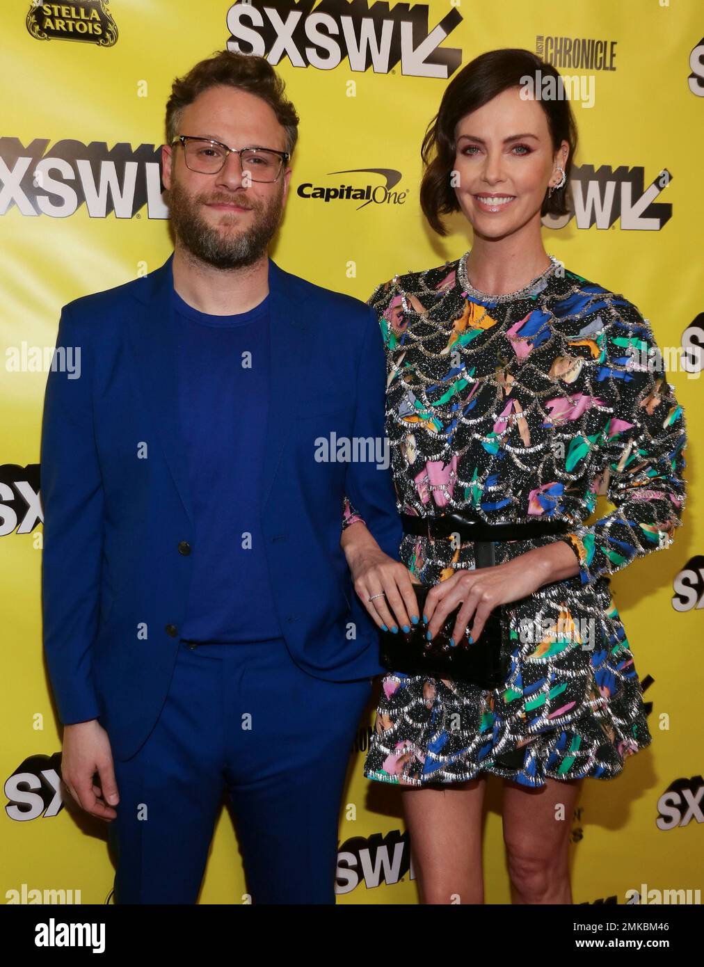 Seth Rogen, left, and Charlize Theron arrive for the world premiere of ...